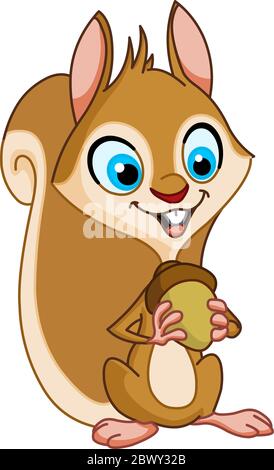squirrel and autumn acorn Stock Vector Image & Art - Alamy