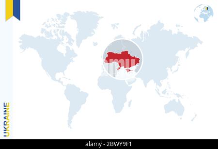 Zoom on Ukraine Map and Flag. World Map Stock Vector Image & Art - Alamy
