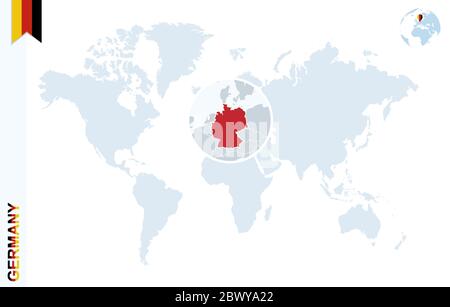 World map with zoom on Germany. Map in loupe. Vector illustration in ...