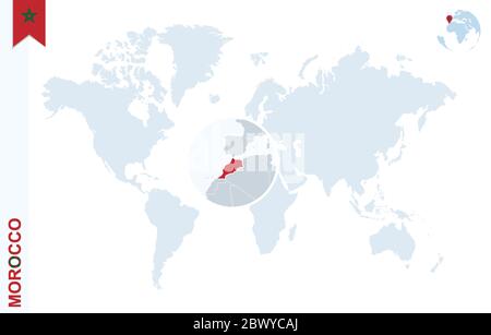 Zoom on Morocco Map and Flag. World Map Stock Vector Image & Art - Alamy