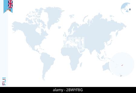 Zoom on Fiji Map and Flag. World Map Stock Vector Image & Art - Alamy