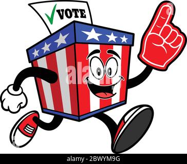 Ballot Box Mascot Running - A cartoon illustration of a Ballot Box ...