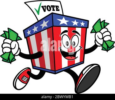 Ballot Box Mascot Running - A cartoon illustration of a Ballot Box ...