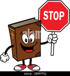 Bible Mascot with Sign - A cartoon illustration of a Bible Mascot with ...