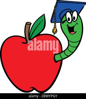 Bookworm Apple Cartoon Stock Vector Image & Art - Alamy