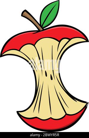 Spoiled apple fruit. Rotten food product, organic food waste cartoon ...