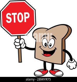 White bread of cartoon with sign warning mascot Stock Vector Image ...