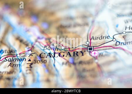 Closeup of Calgary, Alberta on a political map of Canada Stock Photo ...