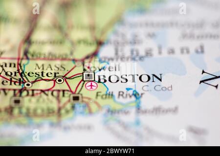 Boston USA, on atlas world map Stock Photo - Alamy
