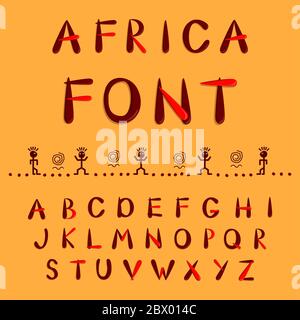 African ethnic alphabet. Capital cut out alphabet. Vector illustration ...