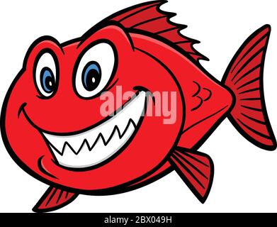 Red Snapper Fish - A cartoon illustration of a Red Snapper Fish Stock ...