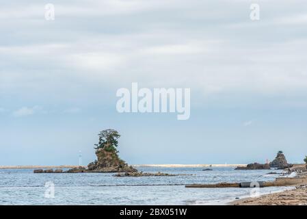 Toyama Bay is a bay located on the Amaharashi Coast,Onnaiwa Rock is a ...