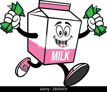 Milk Carton Mascot Running - A cartoon illustration of a Milk Carton ...