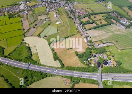 Aerial photo of the village of Cleckheaton in Yorkshire in the UK ...