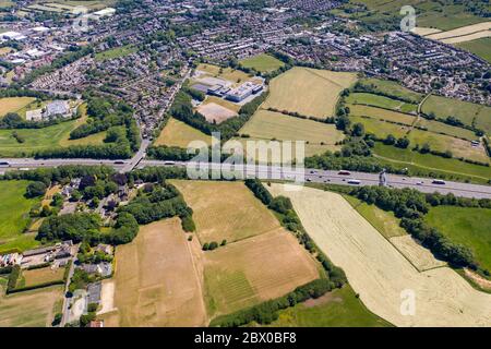 Aerial photo of the village of Cleckheaton in Yorkshire in the UK ...