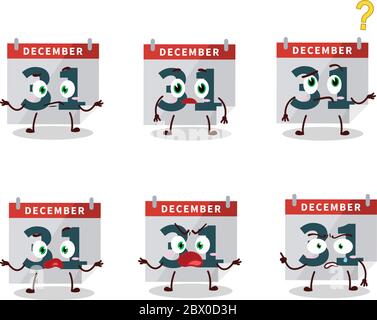 December 31th calendar cartoon character with love cute emoticon Stock ...