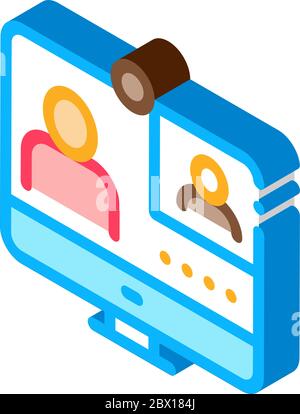 Pc study case icon isometric vector. Data learn. Digital loop Stock ...