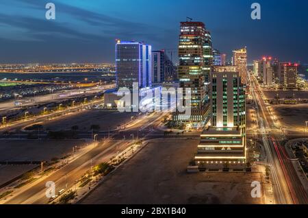 Beautiful city scape of Lusail city, night view of Lusail City Stock ...