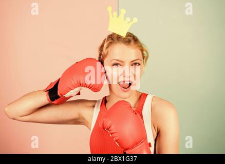always stay strong. lady winner. Queen of boxing ring. Sportswoman with ...