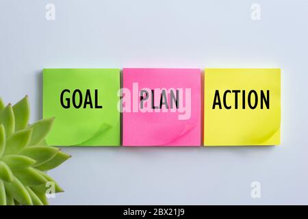 Goal plan action success symbol. Concept words Goal plan action success ...