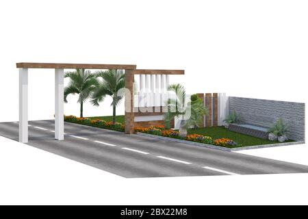 3d gate elevation design for architecture Stock Photo - Alamy