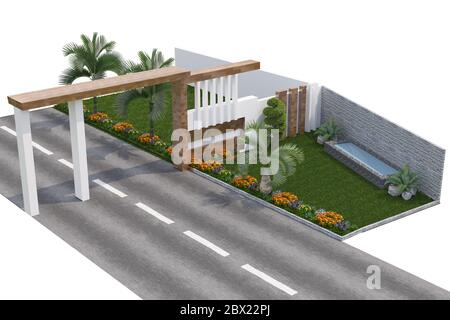 3d gate elevation design for architecture Stock Photo - Alamy
