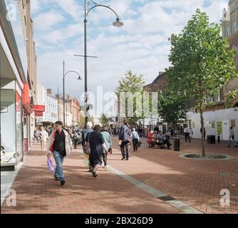 1995, Reading High street, with people shopping in the city centre ...