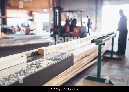 Woodworking factory - the production of building materials from timber ...
