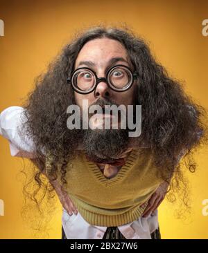 geek with the beard closeup portrait Stock Photo - Alamy