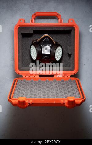 Respiratory mask in a waterproof plastic box Stock Photo - Alamy