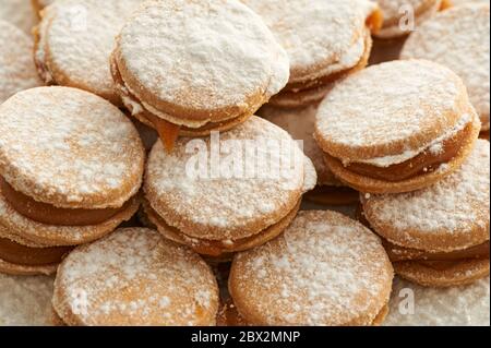 Alfajores: Traditional Peruvian cookies filled with caramel Stock Photo ...