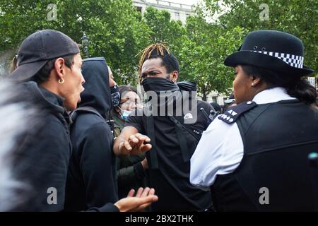 London, UK, 03/06/2020, Black Lives Matter protesters and police ...