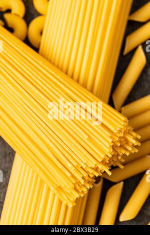 Black spaghetti pasta. Top view flat lay Stock Photo - Alamy