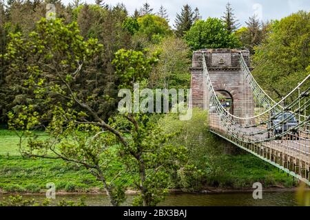 The Union suspension or chain bridge crossing the River Tweed at Stock ...