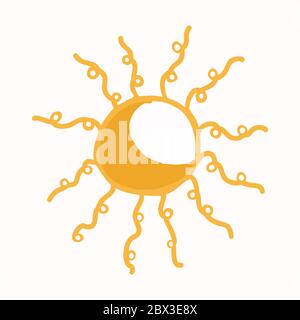 Kawaii sun hand drawn clip art. Cute kid character. Cozy baby sun, isolated vector illustration ...
