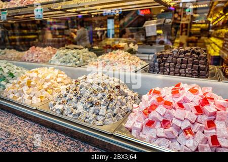 Sweet shop with great assortment at the Grand Bazaar, Istanbul Stock ...