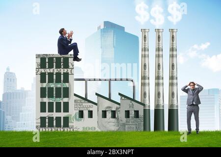 Businessman in the carbon tax concept Stock Photo - Alamy
