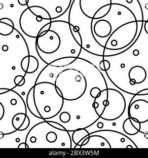 Black and white overlapping circles. Abstract retro design seamless ...