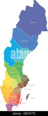 Vector regional map of Sweden with counties and administrative ...