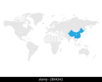 China blue marked in political map of Southern Asia. Vector ...
