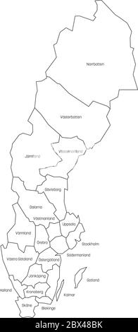 Counties of Sweden. Map of regional country administrative divisions ...