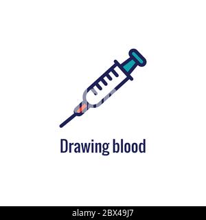 Blood testing & work icon showing one aspect of the blood draw process ...