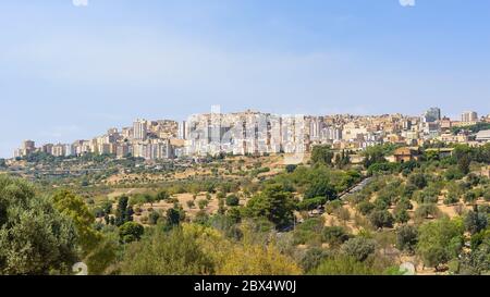 Landscape with panoramic view of Agrigento a town of the ancient Magna ...