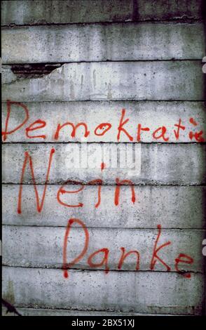 Berlin / Spandau / Rights / 1983 Nazi slogans at the wall - one people ...