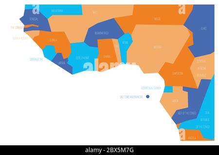 Countries of Guinea Gulf - Western Africa. Simplified and schematic ...
