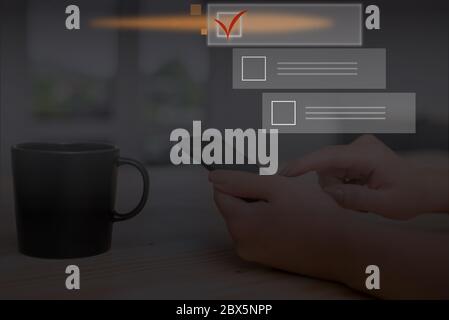Hand Ticking Checklist Red Mark Empty Square Prioritizing Important ...