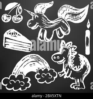 Cute black white scribble dinosaur kids doodle background. Hand drawn ...