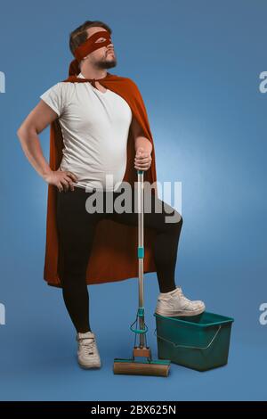 Portrait Of A Happy Male Janitor With Cleaning Equipment In Office ...