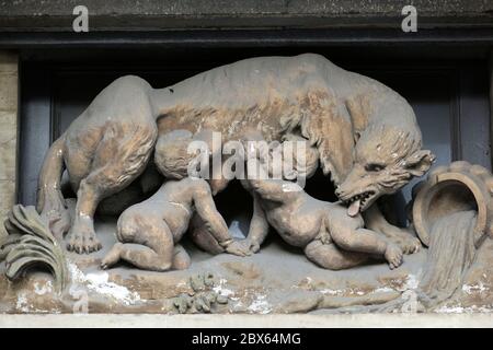 Bas-Relief of Romulus & Remus Suckling a She-Wolf, on the Pedestal of ...