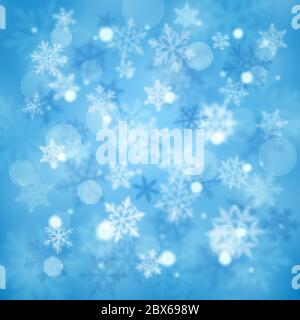 Christmas blurred background of complex defocused big and small falling ...